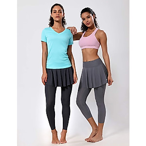 BUBBLELIME 5"/19"/26" XXS-XL Women's UPF 50+ Adjustable Running Skort - Pleated Skort Capris_Gray Small-19 Inseam(2)