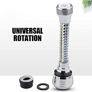 Silver Stainless Steel Faucet Sprayer Extension, Faucet Extension Tube, 360 Degree Rotation Faucet Extender,Sink Tap Extension Tube,Water Saving for Sink Tap Kitchen Bathroom Accessories Faucet Parts
