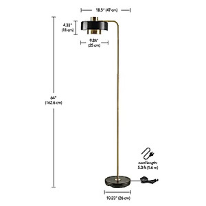 Globe Electric 67491 Felipe Floor Lamps, Antique Brass, Black Accent