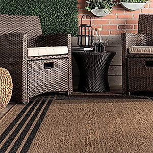 nuLOOM Gigi Striped Border Indoor/Outdoor Area Rug, 8' x 10', Brown