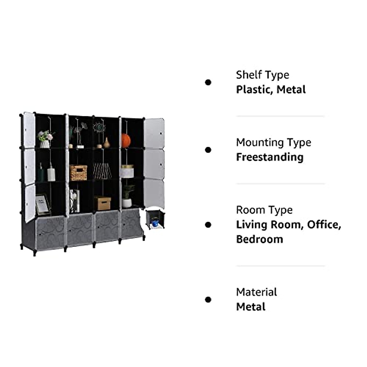 VINGLI Portable Storage Cubes-14 x14 Cube (16 Cubes)-More Stable (add Metal Panel) Cube Shelves, Modular Bookshelf Units, Clothes Cube Storage Shelves, Room Organizer for Cubby Cube