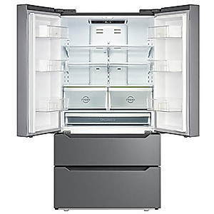 Smad 36" French Door Refrigerator 22.5 Cu.Ft, Refrigerator with ice maker, Counterdepth Refrigerator Bottom Freezer, Automatic Defrost, Humidity Controlled, fingerprint-proof stainless steel