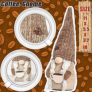 DraMosary Coffee Gnomes Coffee Bar Decoration, 4pcs Plaid Plush Gnomes Coffee Scandinavian Figurine Nordic Tiered Tray Decor for Home Office