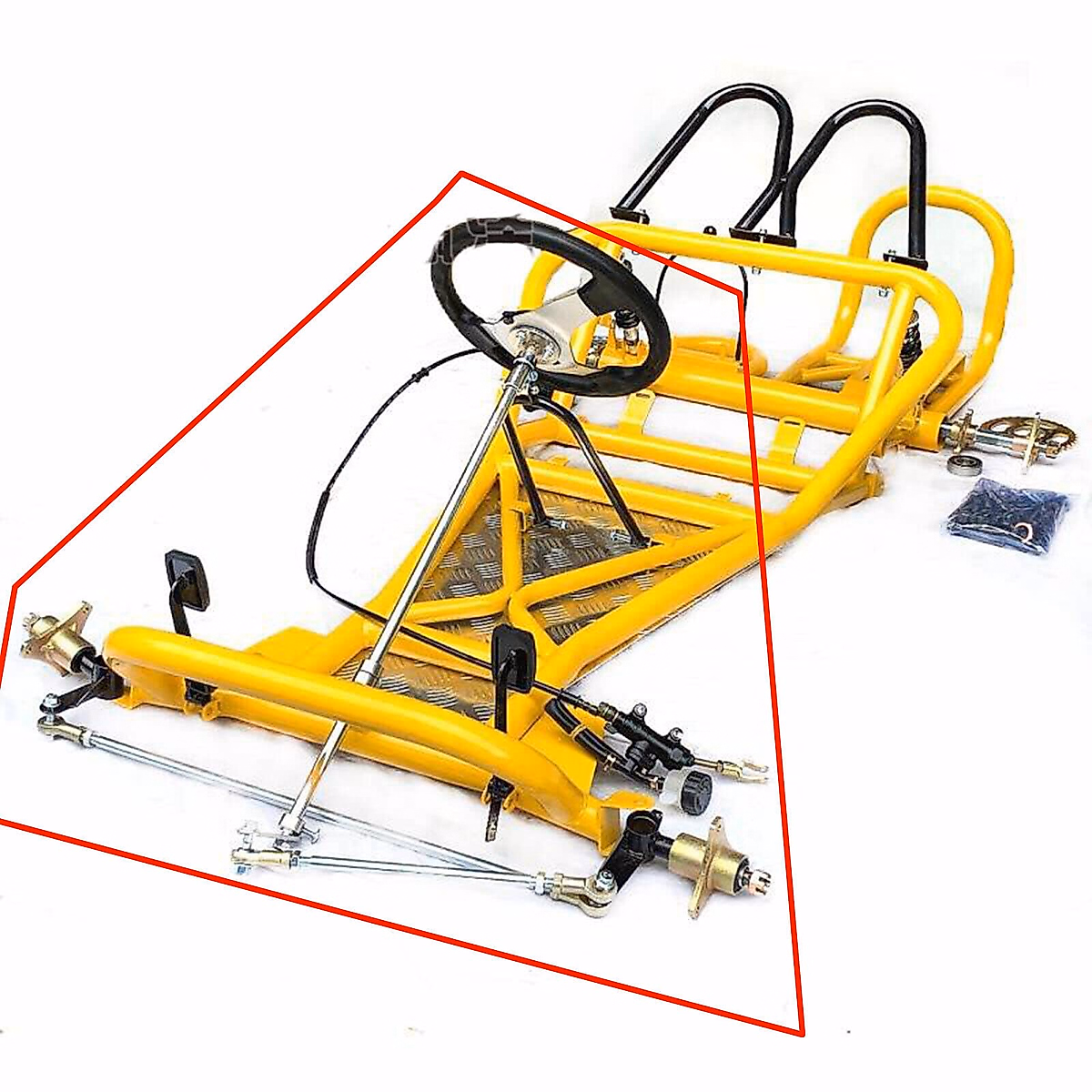 Front Steering Wheel Kit Steering Wheel Tie Rod Ball Joint Gear Rack Shaft Kit For 168CC ATV Go Kart Quad