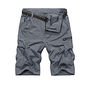 linlon Mens Hiking Shorts Outdoor Casual Lightweight Quick Dry Shorts Tactical Shorts Hiking Cargo Shorts, Grey,30