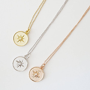 Honeycat Starburst Pendant Necklace in Gold, Rose Gold, or Silver | Minimalist, Delicate Jewelry (Gold)