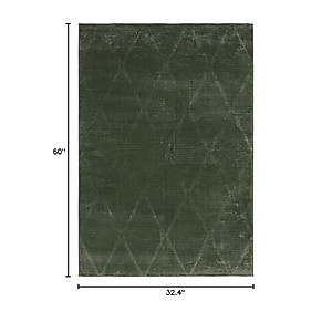 SAFAVIEH Revive Collection Accent Rug - 2'7" x 5', Green, Trellis Design, Non-Shedding & Easy Care, Ideal for High Traffic Areas in Entryway, Living Room, Bedroom (REV104Y)