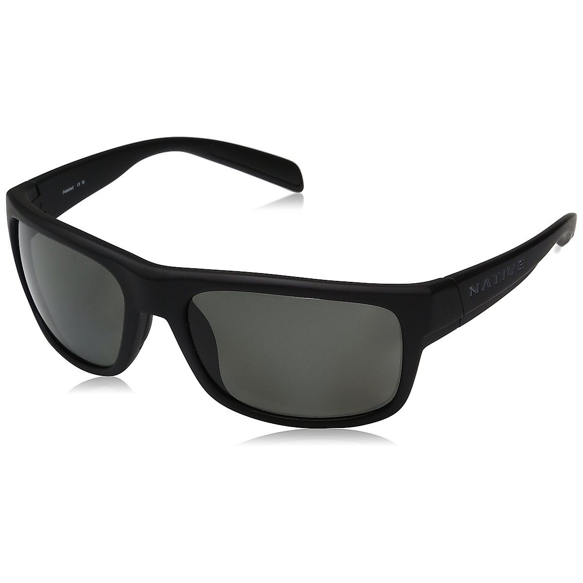 Native Eyewear Ashdown Rectangular Sunglasses, Matte Black/Grey Polarized, 58 mm