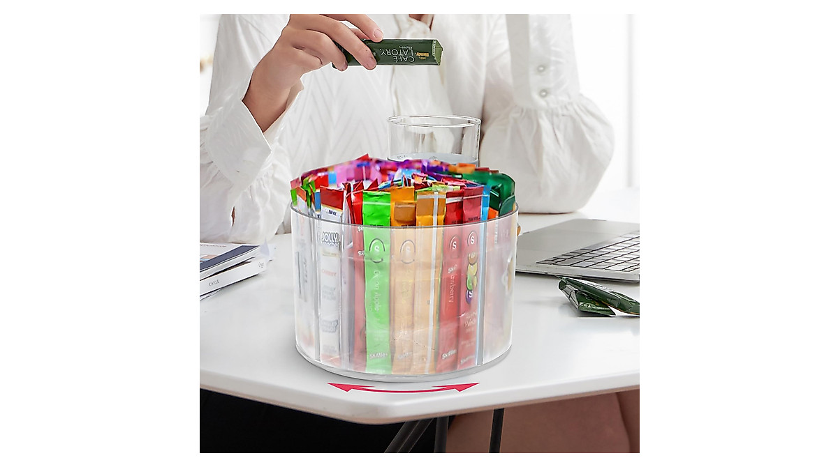 Drink Packet Organizer - Rotating Storage Solution