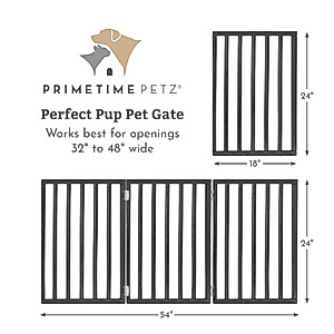 Primetime Petz - Best Freestanding, Hard Wood, Folding Pet Gate, Indoor Dog Fence for Home,Gray