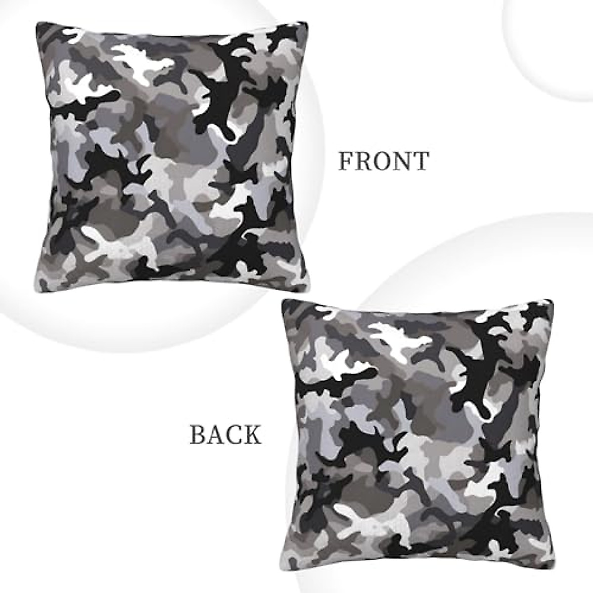 AdaNti Black Grey White Camo Print Corduroy Throw Pillow Covers Soft Square Throw Pillow Case Home Decorations for Bed Sofa Living Room 18"x18"