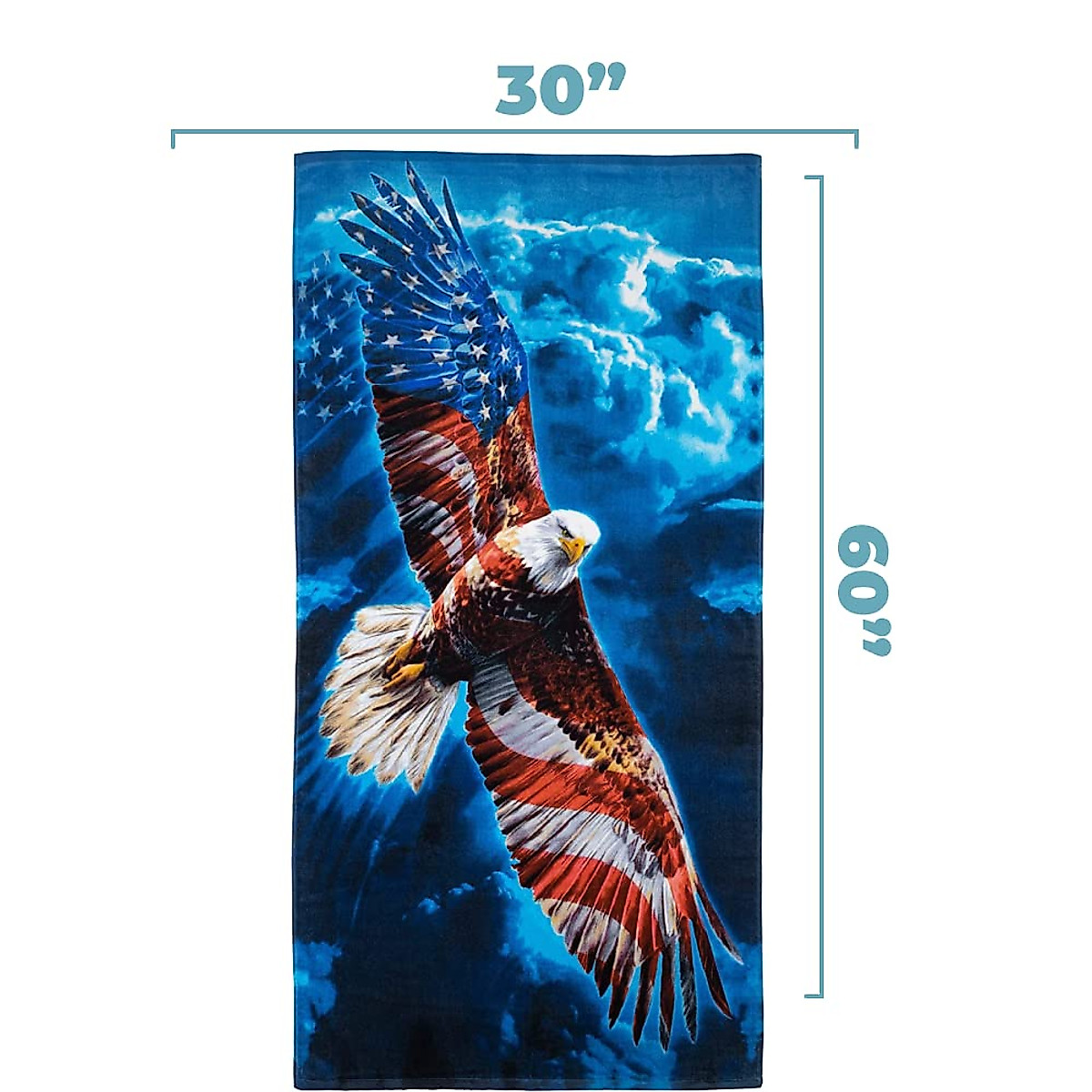 Dawhud Direct American Eagle Beach Towel for Men, Boys, Girls, Kids, Women Eagle Bath Towel Print 30" x 60" Pool Towel Super Soft Plush Cotton Eagle Towel for Eagle Lovers American Towel