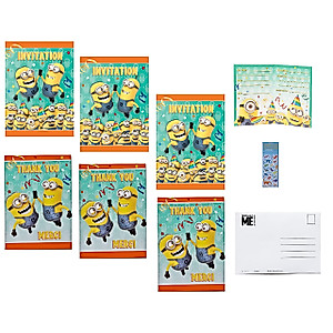 Amscan Despicable Me Birthday Party Supplies Bundle Pack includes 24 Party Invitations and 24 Thank You Postcards