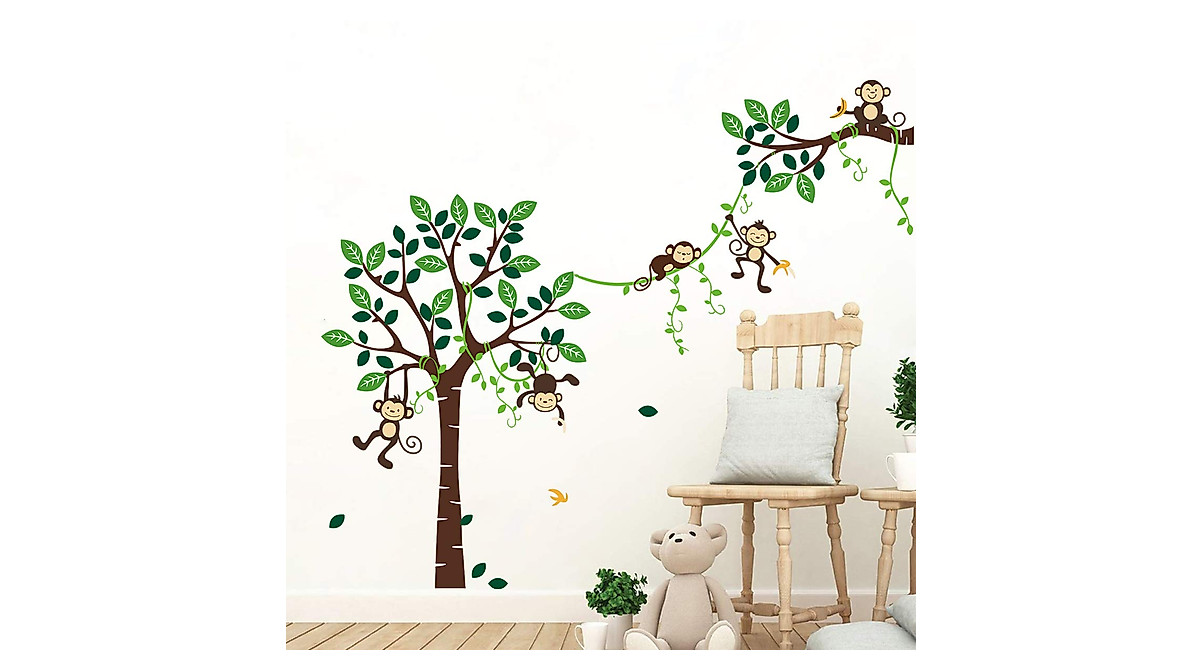 Monkey Climbing Tree Wall Decals for Kids Baby Nursery Decor