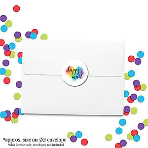 Rainbow Heart Happy Mail Thank You Customer Appreciation Sticker Labels for Small Businesses, 60 1.5" Circle Stickers by AmandaCreation, Great for Envelopes, Postcards, Direct Mail, & More!