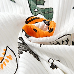 Siracend Newborn Infant Baby Boy Clothes Outfits Dinosaur Pattern Long Sleeve Romper + Pants + Hat Clothing 3 PCS (Newborn) White