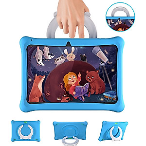 SGIN Kids Tablet, 10 Inch 2GB+64GB Tablet for Kids, Android 12 Kids Tablets with Case, WiFi, Dual Camera, Parental Control APP, Educational Games，iWawa Pre Installed (Blue)
