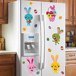 Easter Colorful Bunny Wall Decals Rabbit Eggs Wall Stickers DIY Removable Art Mural for Kids Baby Room Nursery Bedroom Window Door Home Decoration