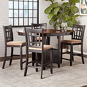 Coaster Furniture Lavon 5-Piece Storage Counter Table Dining Set Tan and Espresso 105278-S5