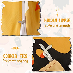 Luxudecor Halloween Duvet Cover Set King Size Pumpkin Orange Bedding Set with Pumpkin Ghost Duvet Cover Set,Halloween Festival Themed Bedding Set for All Seasons (3pcs, 104"x90")