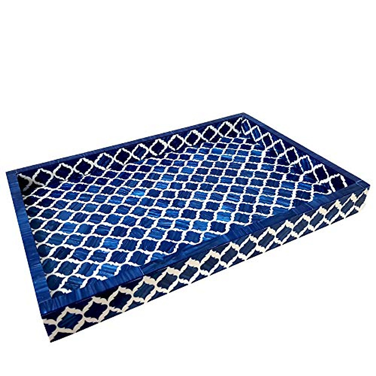 Collectibles Buy Bone Moorish Moroccan Inlay Tray Handmade Damask Blue & White All Purpose Serving Tray Designer Royal Trays Home Decorative … (Blue)