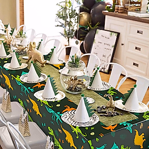 3Pieces Dinosaur Plastic Party Tablecloth,Dinosaur Birthday Table Cover Decorations Disposable Dino Table Cloths Dinosaur Table Cover for Kids Boy Birthday Party Supplies, 54 x 108 Inch (Green)