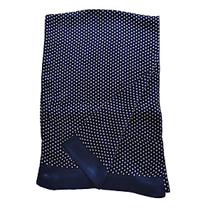 XUYUZUAU Men's 100 Silk Scarf Double Layers Fashion Neckerchief Formal Casual (Dot Small Circle Blue)