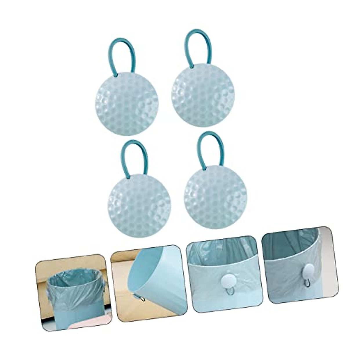 Levemolo 4pcs Bin Band Bathroom Anti-Drop Anti- Buckles Slip Clips Magnetic Can Adjustable Kitchen Grocery Buckle Fixation Blue Rubbish Bag Fasten for Holder Clamp Waste Creative Clip