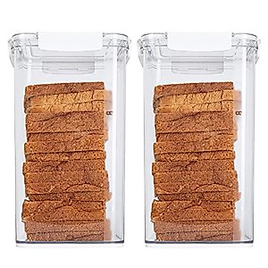 Baraiser Bread Box, Sandwich Size Bread Keeper, Bread Storage Container with Airtight Lid, Pack of 2