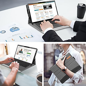 Fintie Case for Microsoft Surface Pro X (2021/2020/2019) - Multiple Angle Viewing Portfolio Business Cover with Pocket for 13 Inch New Surface Pro X, Compatible w/Type Cover Keyboard, Gray