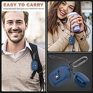 Secure Lock Case for Sony WF-1000XM5 Earbuds(2023), WOFRO Shockproof Anti-Scratch Silicone Protective Cover Skin Designed for Sony WF1000XM5 Sony XM5 Wireless Earbuds with Lanyard&Keychain (Blue)