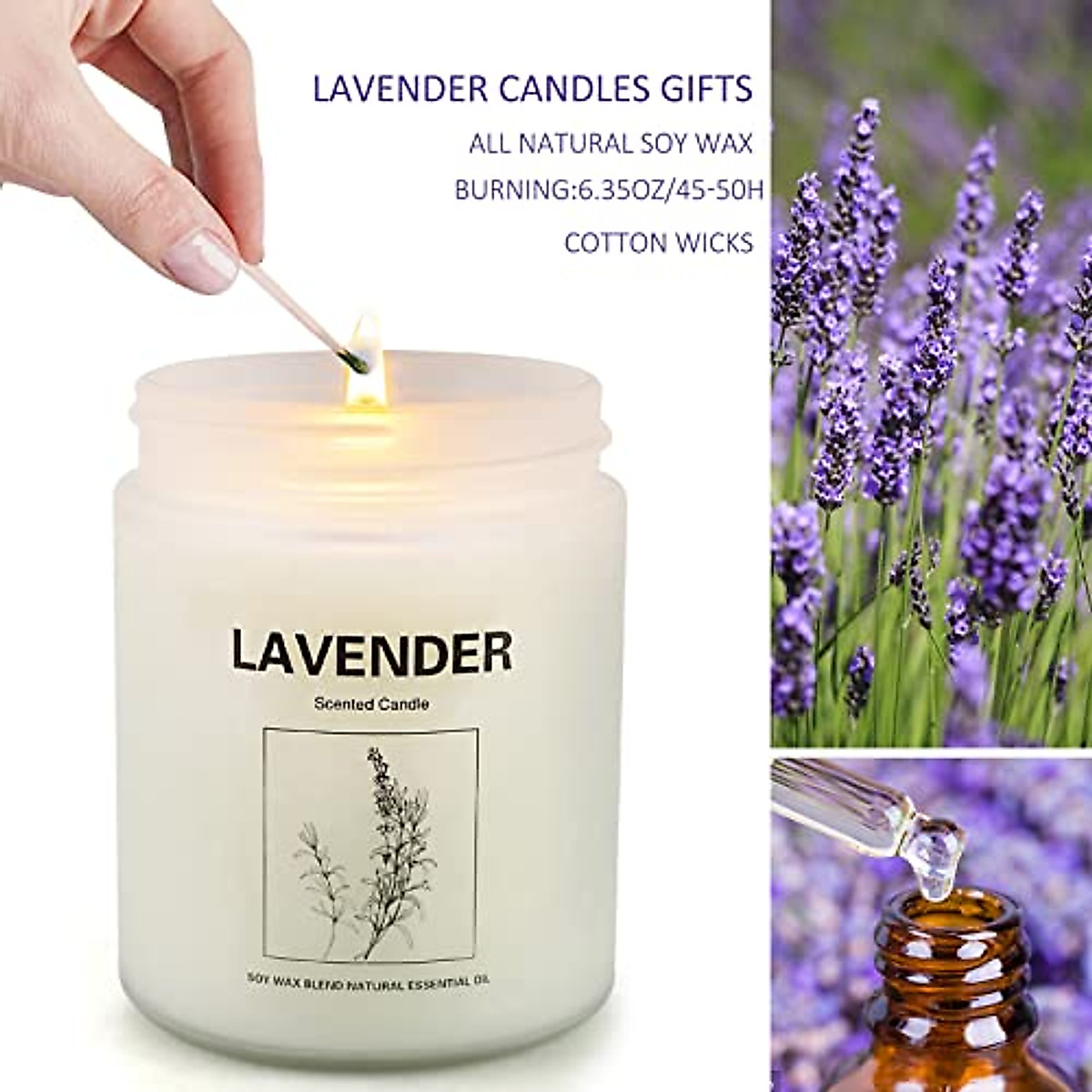 4 Pack Scented Candles Gift Set for Women, Candles for Home Scented, Soy Candle Jar Aromatherapy Lavender Scent Ideal Gifts for Women, Birthday Mother's Day Gift Set, 6.35 oz - Pack of 4