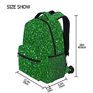Pfrewn Green Glitter Backpacks for Girls Teens Women School Bookbags Backpack for Kids Students