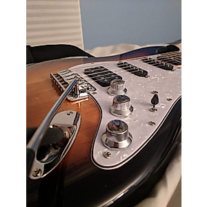 KAISH Set of 3 Set Screw Abalone Top Chrome Guitar Bass Knobs Strat Metal Knobs for 6mm Shaft Pots