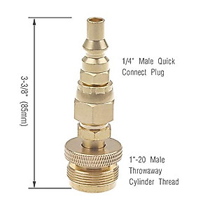 Timsec 1lb Propane Disposal Regulator Adapter Fitting with 1/4" Quick Connect Disconnect Plug, Connects 1lb Camping Grill Stove with 5-40lbs Tanks, for Portable BBQ Grill, Bubby Heater, RV Trailer