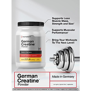 Horbäach German Creatine Powder 1000g | Creapure Monohydrate Powder | Vegetarian, Non-GMO, and Gluten Free Supplement | Promotes Strength & Power