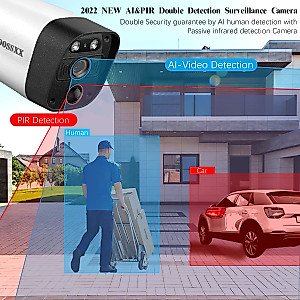 OOSSXX Solar Security Camera Outdoor Wireless Solar Powered Wireless Camera with Rechargeable Battery, WiFi Home Surveillance Camera 4.0MP with Two Way Audio (4MP 2 Packs)