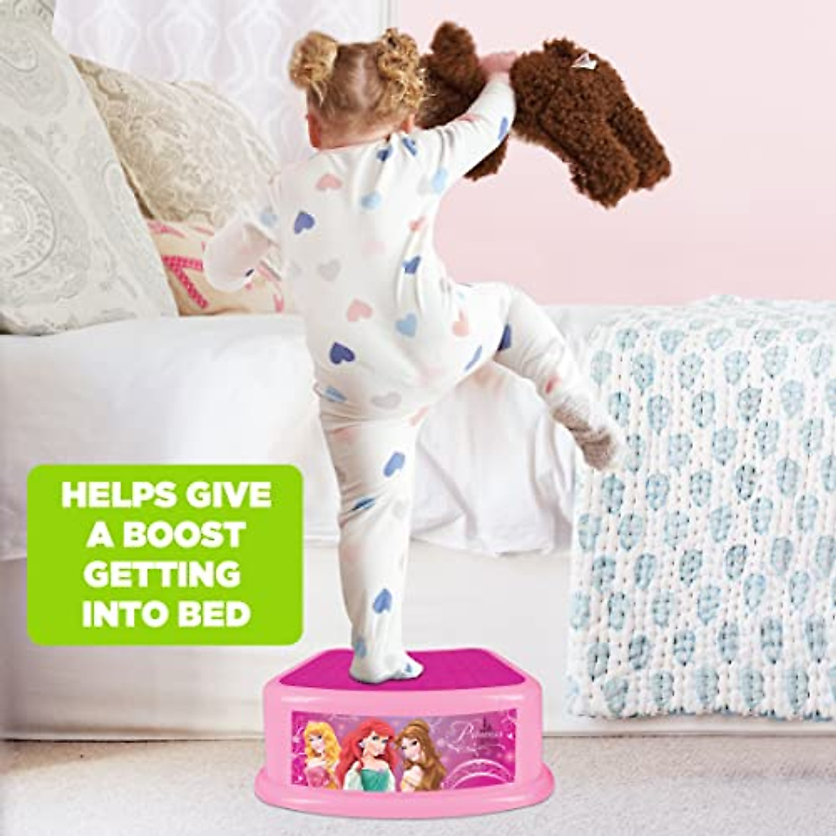 Disney Princess "Royal Debut" Bathroom Step Stool for Kids Using The Toilet and Sink, Pink, 14.5 x 10.25 x 5.25 inches