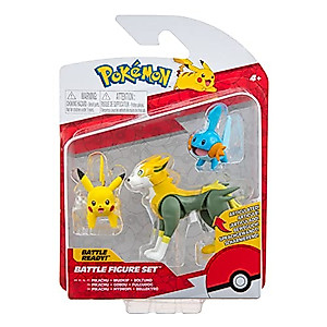 Pokemon Pikachu Mudkip Boltund Battle Feature 3 Figure Set Action Ready