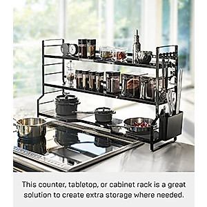 Yamazaki Home Sturdy, Standing Stovetop Kitchen Rack/Spice Shelves | Steel | Countertop Shelf, One Size, Black