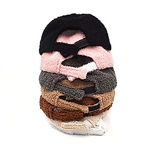 Women Men Winter-Warm Baseball Caps Faux-Lamb-Wool Teddy-Fleece Baseball Hats Adjustable Outdoor Cap (M, Black)