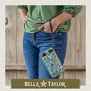 Bella Taylor Cell Phone Wristlet Wallet for Women with Smartphone Pocket and RFID Protection, Delicate Floral Blue