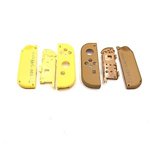 Housing Shell Case with Middle Frame for Nintendo Switch NS Joy-con JoyCon Console (Brown+Yellow)