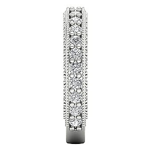 1.44 ct Round Cut Clear Simulated Diamond 14k White Gold Eternity Wedding Engagement Promise anniversary Band Sz 4.5