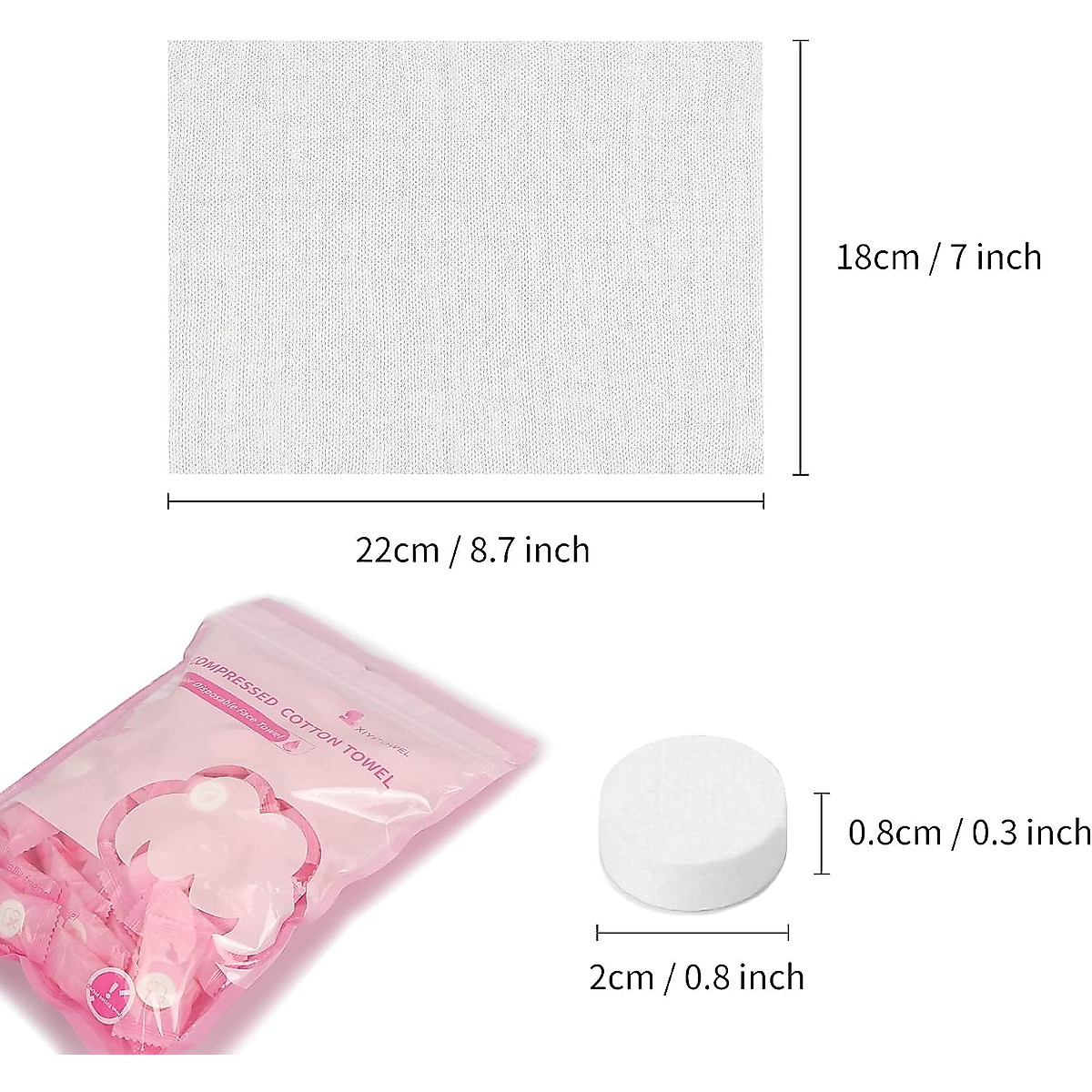 Classycoo Compressed Towel 100 PCS Mini Tablets Disposable Portable Face Towel Cotton Coin Tissue for Travel, Camping, Hiking, Sport, Beauty Salon, Home Hand Wipes and Other Outdoor Activities Pink