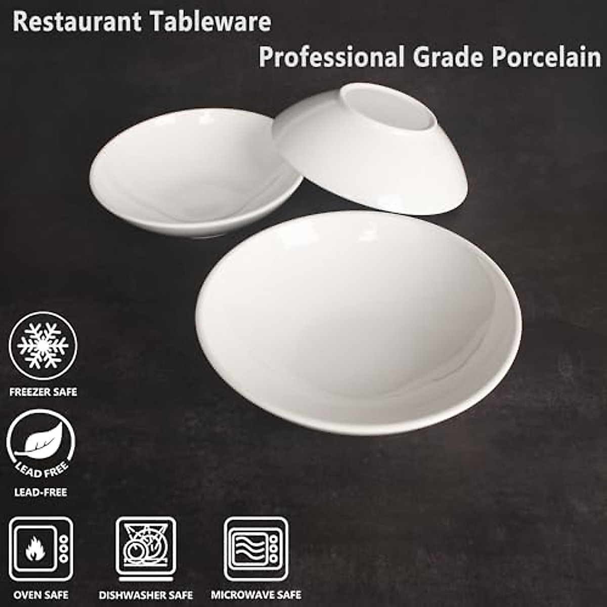 Creativity Home Pasta Bowls 28 OZ, Large Salad Bowls and Serving Bowls, Soup Bowl, Ceramic Pasta Plates, Set of 4, White 8.1 Inch