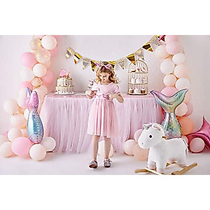 DXTON Toddler Summer Dresses Casual Short Sleeve Girl Tutu Party Dresses SH4570-3T Pink