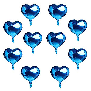 10 Pcs Blue Heart-Shaped Balloon 18 Inch Foil Balloon Mylar Balloon Happy Birthday Balloons Banner