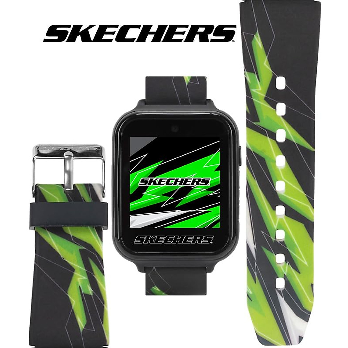 Skechers Kids Smart Watch with Games, Camera, and Fitness Tracker – Touchscreen, Alarm, Timer, and Voice Recorder Features, Stylish Abstract Pattern Strap – Fun and Functional Digital Watch for Boys