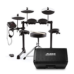 Alesis Drums Debut Kit & Strike Amp 8 Bundle - Kids Drum Set With 4 Mesh Electric Drum Set Pads, 120 Sounds and 2000W Drum Amplifier